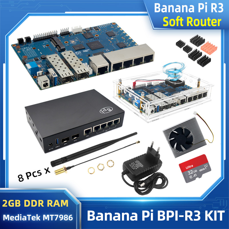 Jual Banana Pi R3 Kit Mediatek Mt7986 2Gb Ram 8G Emmc 5Gbe Network Sfp ...