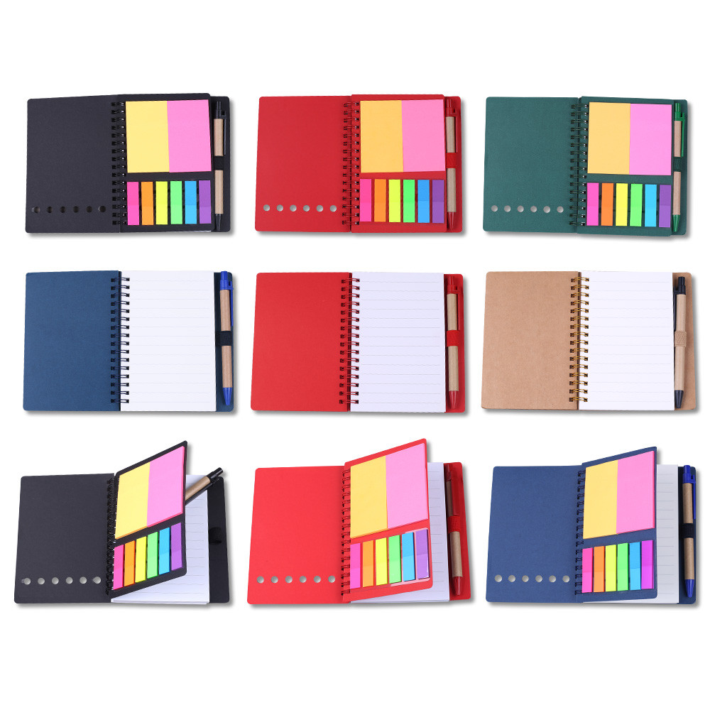Jual Retro Spiral Notebooks with Pen Planner Sticky Note Memo Pad ...