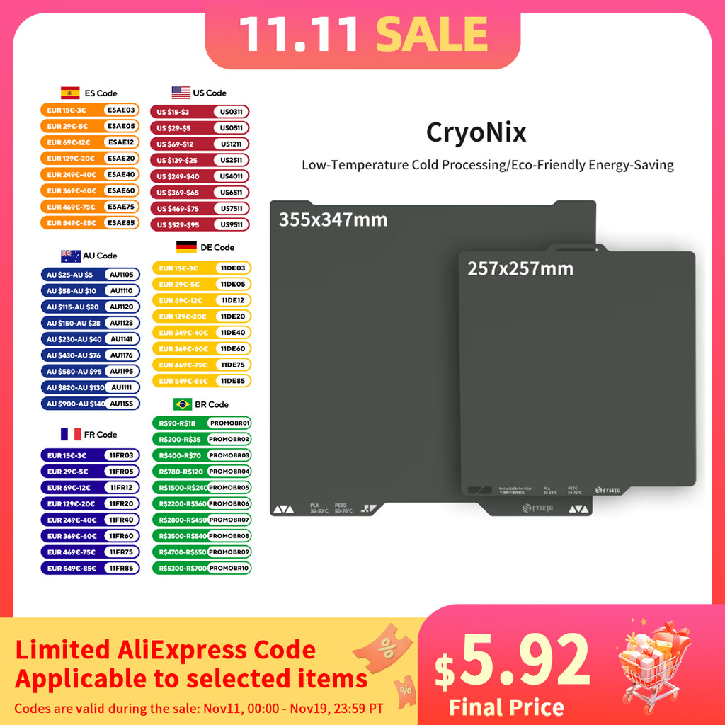 Jual For Bambu Lab X1/P1/A1/H2D Cryonix 3D Printer Cold Plate Double-D Printing Adhesion For 3D ...