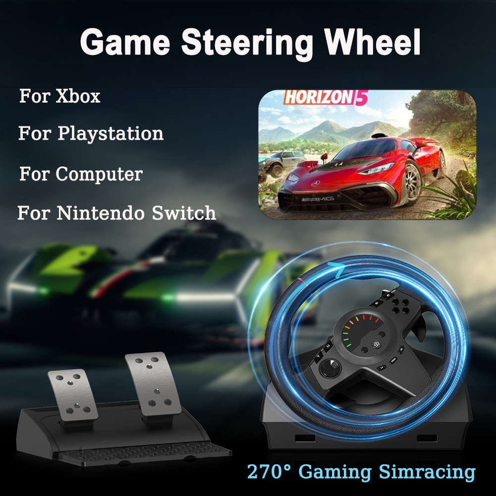 Jual Gaming Steering Wheel with Pedal & Shifter 270 Degree Simracing ...