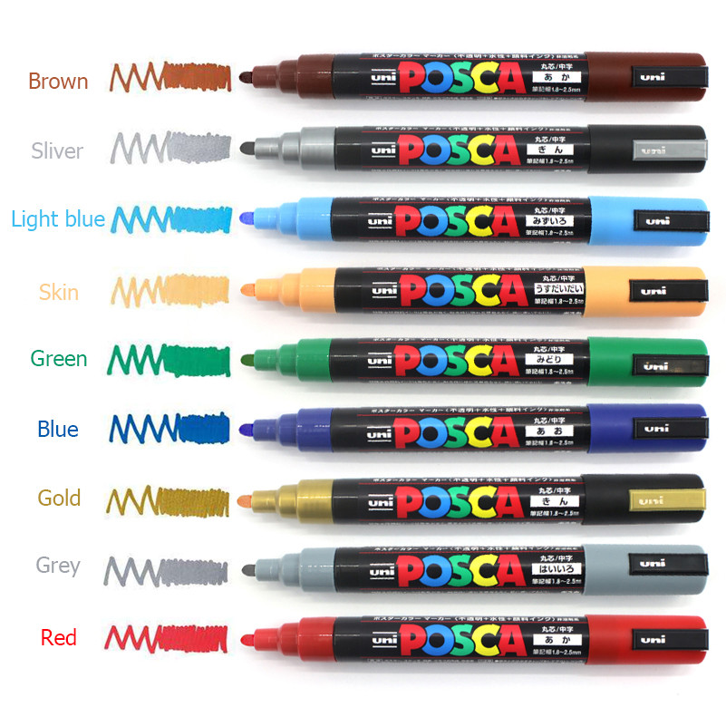 Jual Uni Posca Paint Markers 5 Size Water-based Acrylic Advertising ...