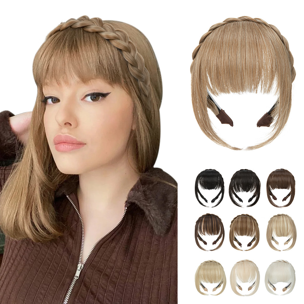 Jual Synthetic Headband Bangs Extension Fake Hair Blunt Fringe with ...