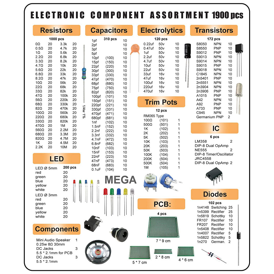 Jual DIY Electronics Components Assortment Resistors Triode Capacitors ...