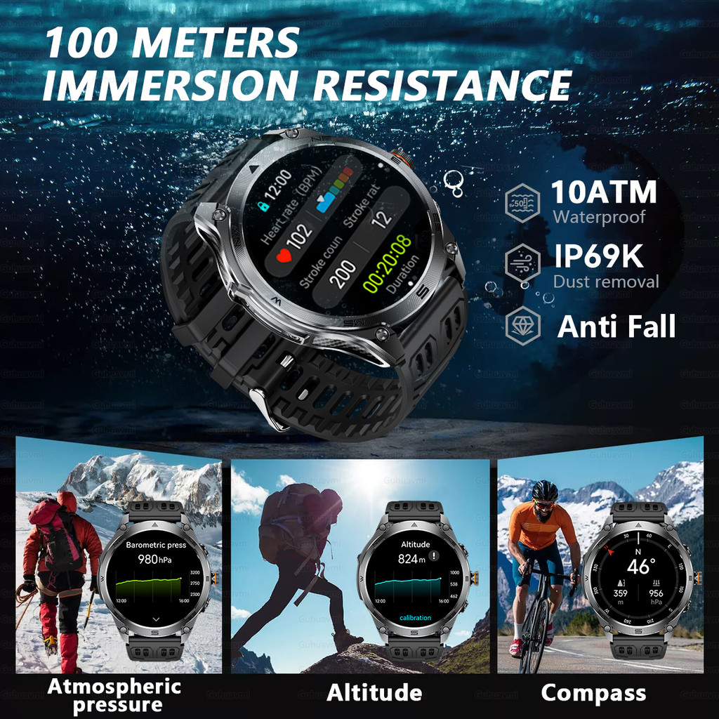 Jual New Military Smart Watch 1000Mah Battery GPS trace Compass 10ATM Waterproof Tactics Sport ...
