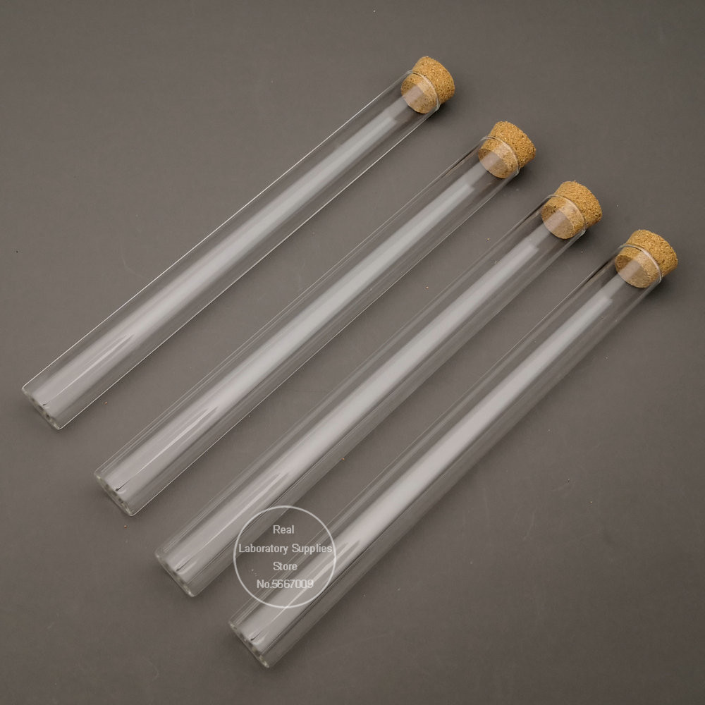 Jual 10pcs/lot 18x180mm Clear Flat Bottom Glass Test Tube With Cork ...