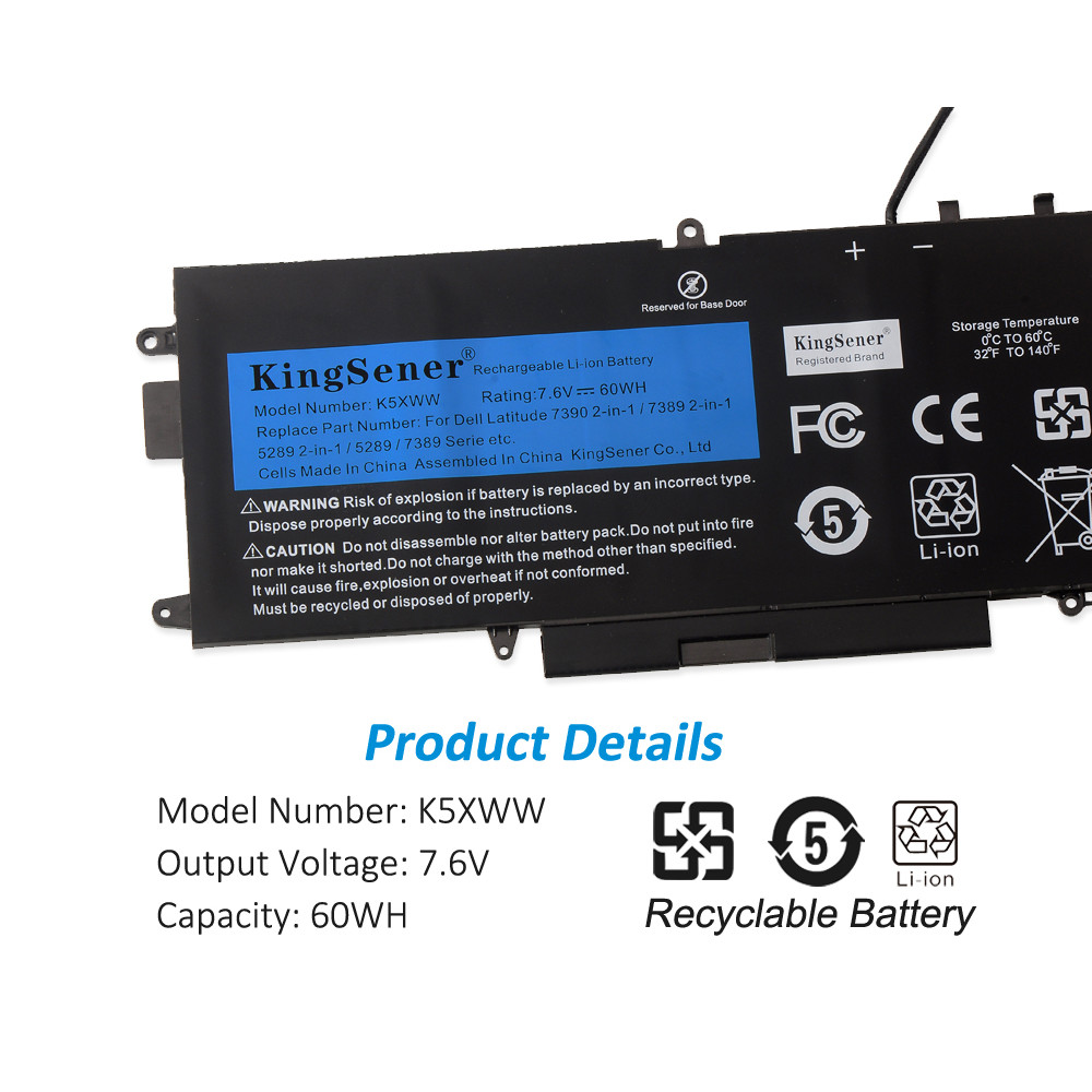 Jual KingSener K5XWW Laptop Battery for DELL Latitude 5289 7389 7390 2 ...