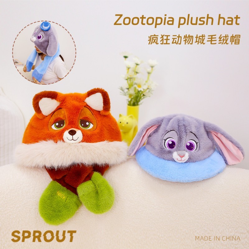 Jual Zootopia Plush Hat Party Favors Nick Judy Hat with Scarf Kawaii ...