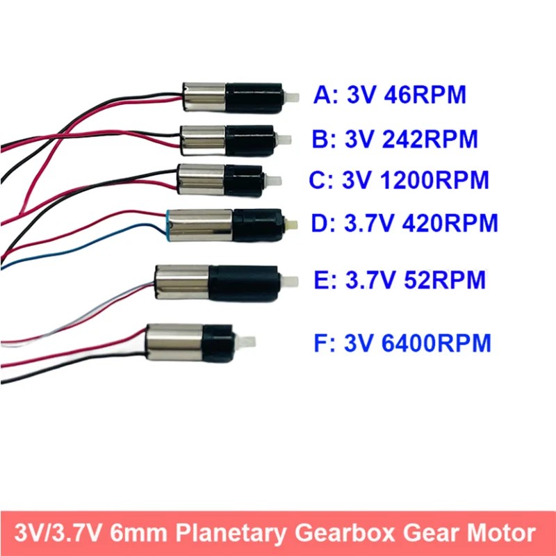 Jual Dc 3V 3.7V 46Rpm-6400Rpm Mini 6Mm Planetary Gear Reducer Motor ...