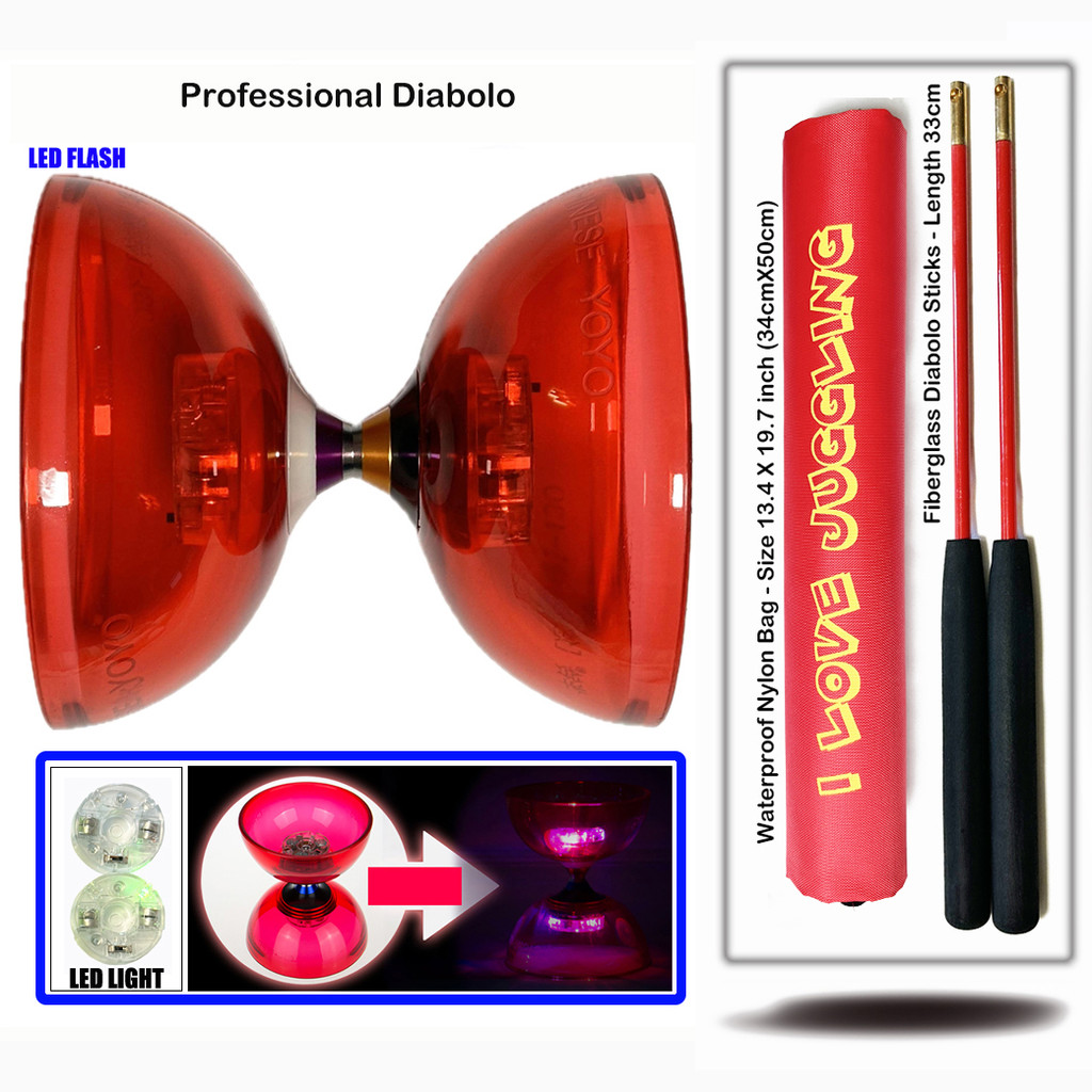 Jual YOYO Toys Professional Diabolo Set Hight Speed Light Up Glow Shine ...