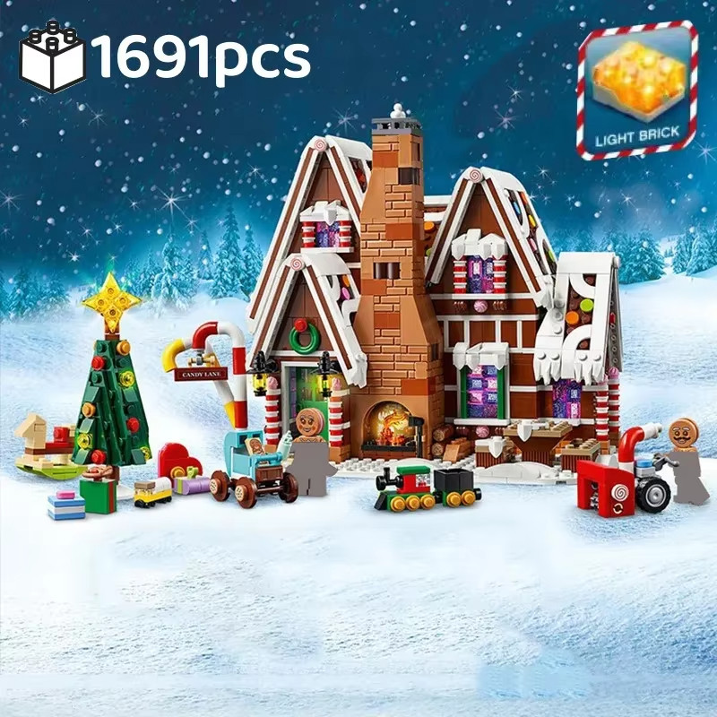 Jual Christmas Gingerbread House Family Gathering Building Blocks Elk ...