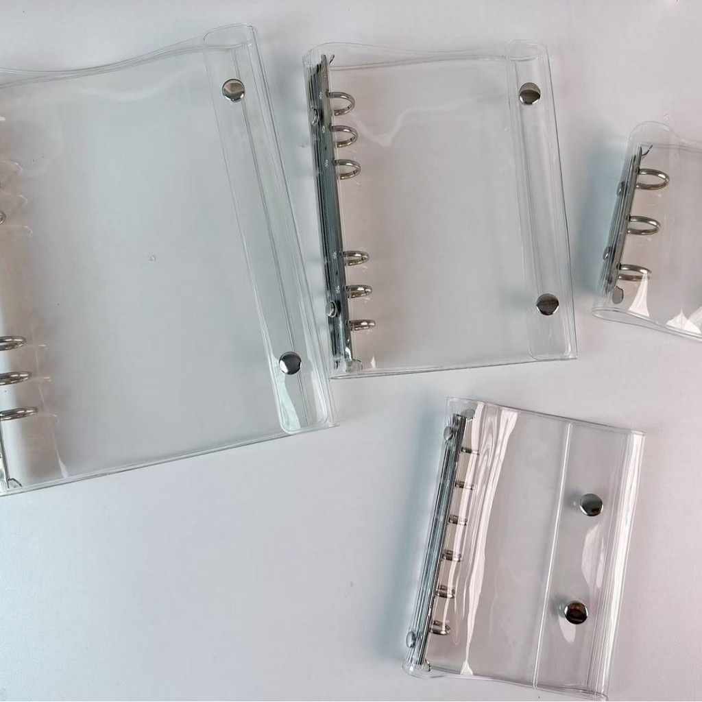 Jual A5 A6 A7 A8 M5 PVC Transparent Double Button Loose Leaf Binder Notebook Cover Note Book ...