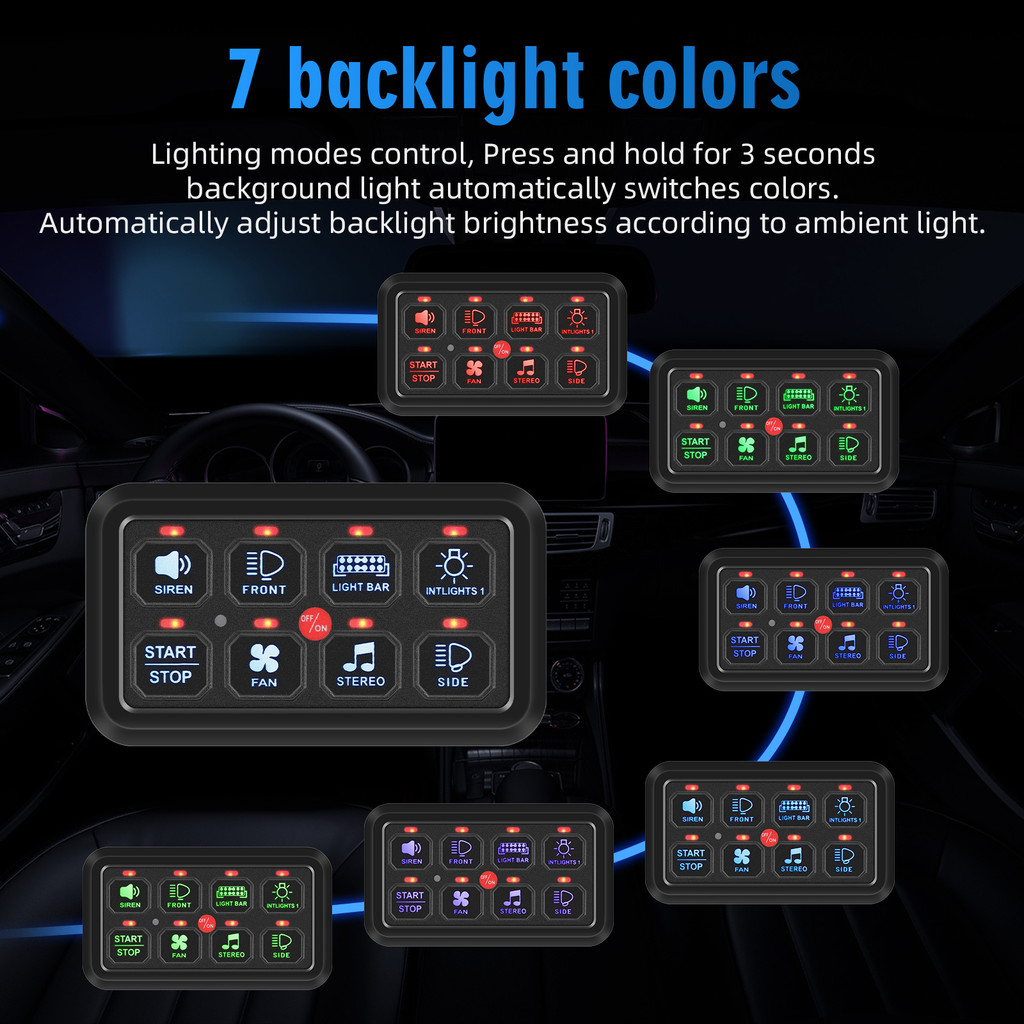 Jual 8 Gangs Universal Led Switch Panel 12V Light On-Off Control Relays ...