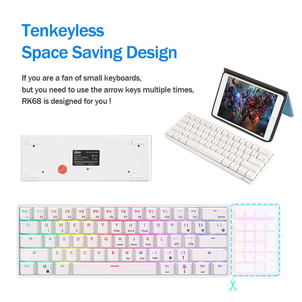 Jual RK Royal Kludge RK61 2.4G Wireless Bluetooth Mechanical Keyboard ...