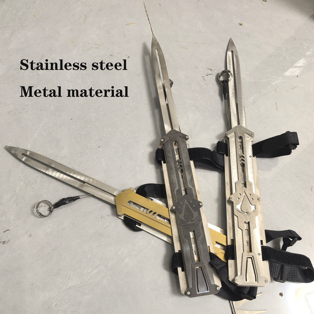 Jual New Stainless Steel Sleeve Sword Hidden Blade Can Ejection Movie ...