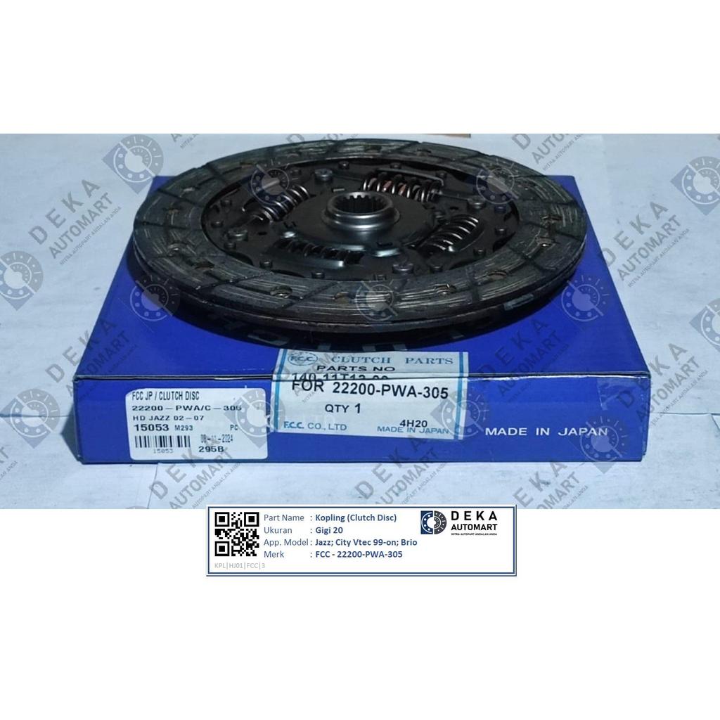 Jual Kopling (Clutch Disc) FCC Gigi 20 untuk Jazz; City Vtec 99-on ...