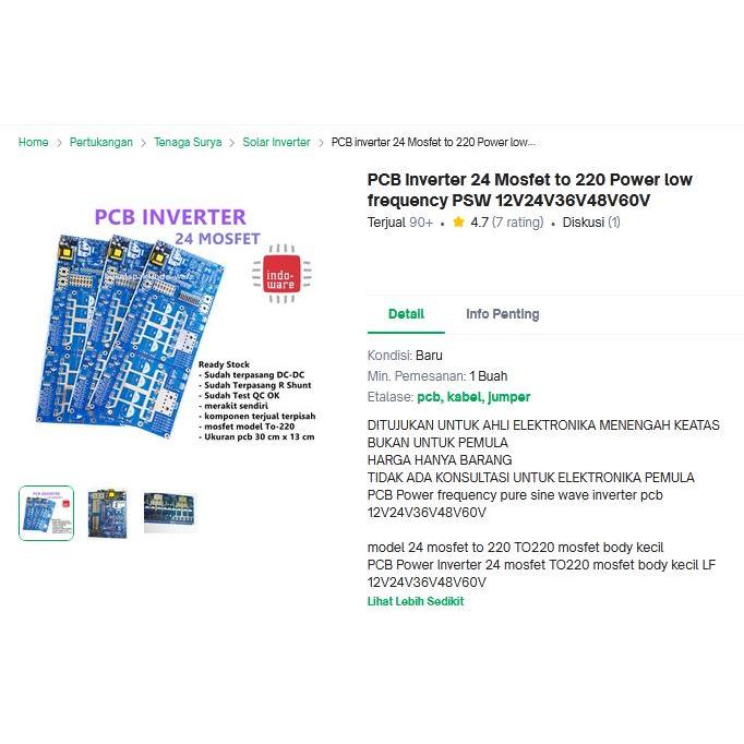Jual Board PCB power inverter 24 Mosfet to 220 Power inverter LF PSW ...