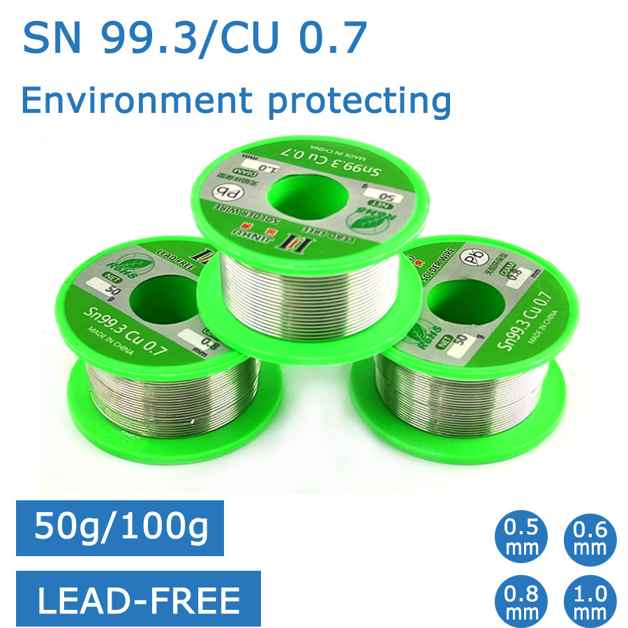 Jual 50G/100G Lead-Free Solder Wire Tin 0.5Mm-1.0Mm Diameter Sn/99.3 Cu ...