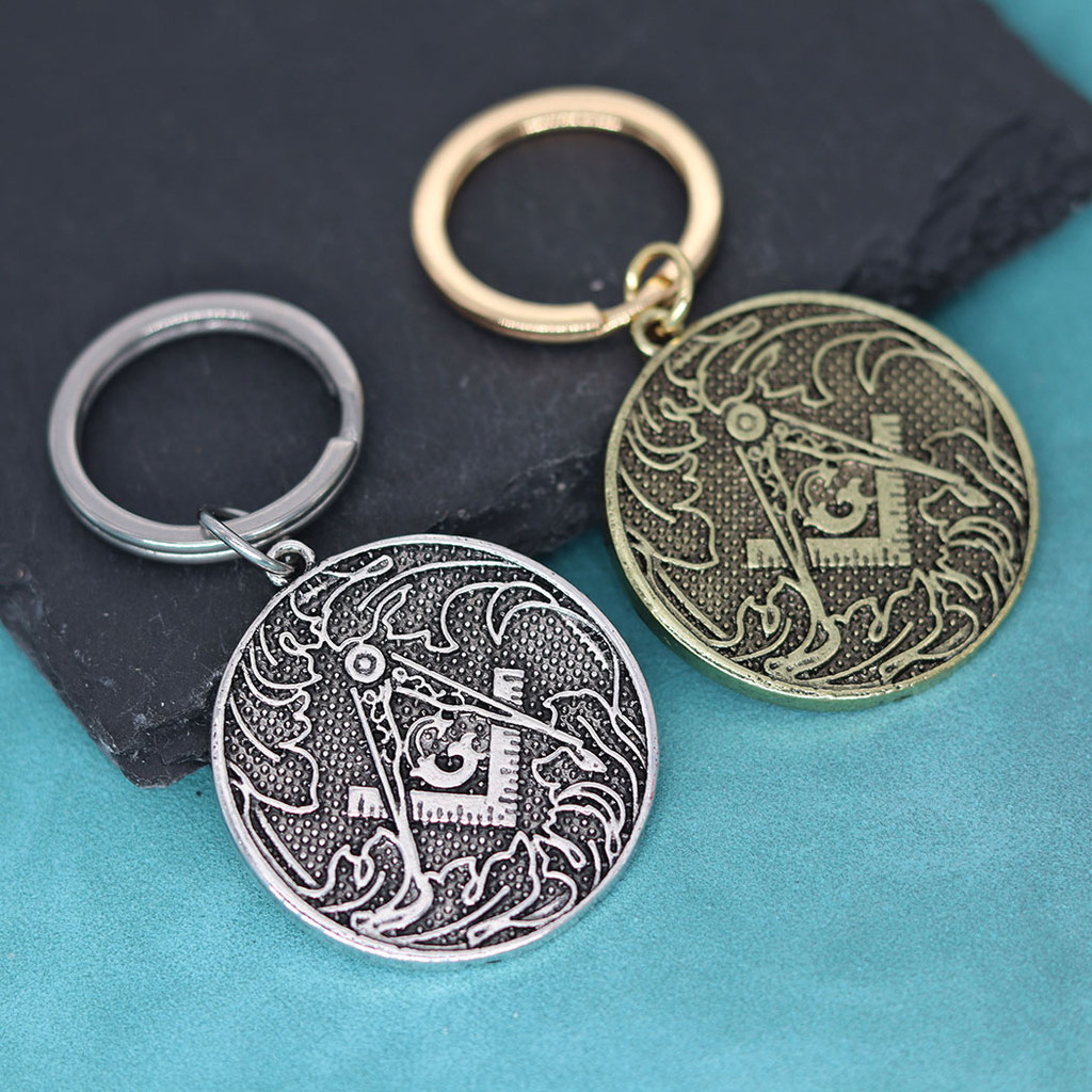 Jual Retro Punk Masonic Pendant Keychain Large Mason G Charm Pattern ...
