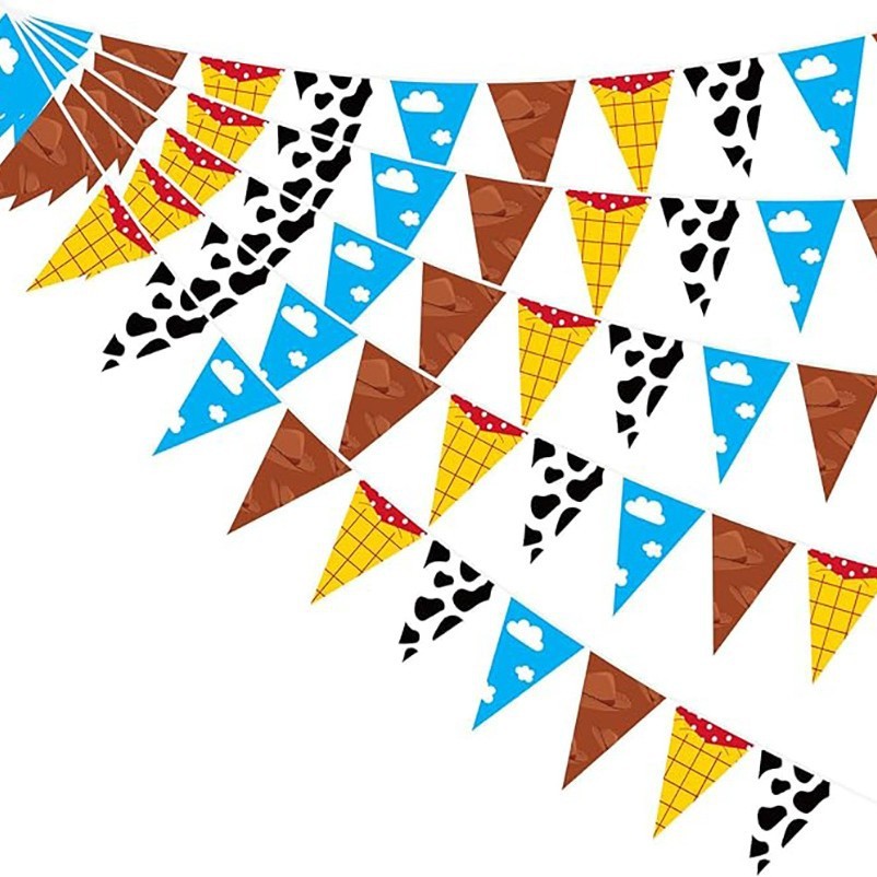 Jual Toy Story Cartoon Party Decoration Banner Cloud Cow Print Triangle ...