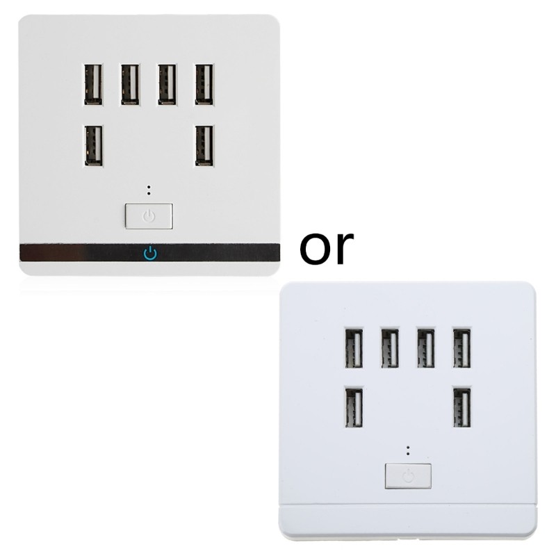 Jual 3.4A 6 Port USB Wall Charger Outlet Power Receptacle Socket Plate ...