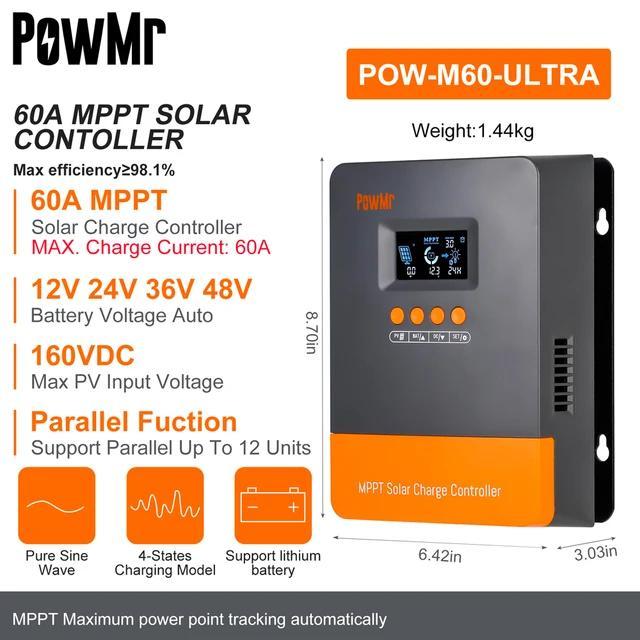 Jual Versi yang Diperbarui PowMr MPPT 60A Solar Charger Controller 12V ...