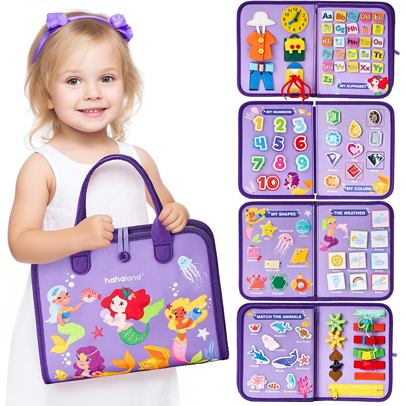 Jual Purple Mermaid Felt Busy Board Childhood Montessori Quiet Book ...