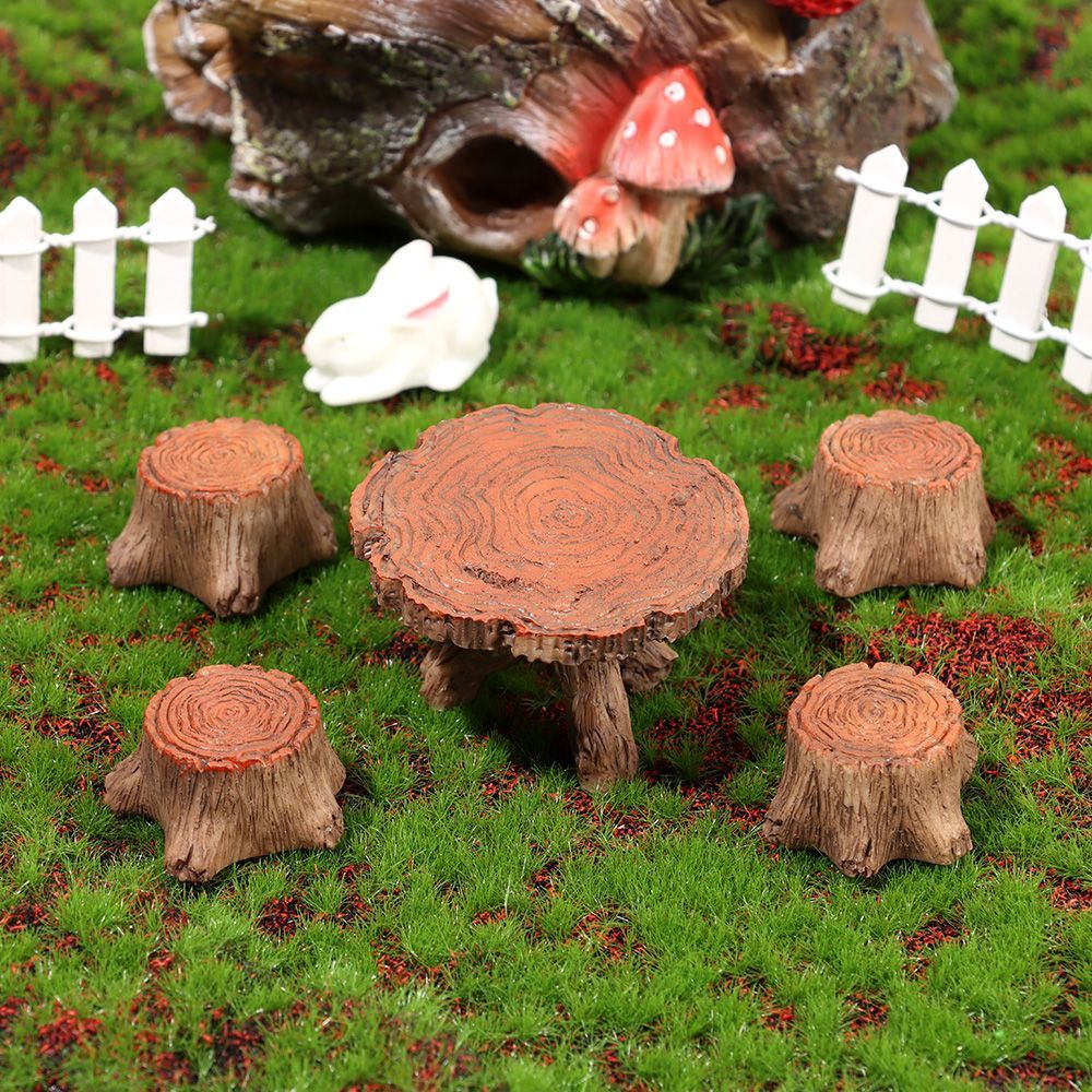 Jual Cute Stools Table Wooden Chair Stool Fairy Garden Atures Decor ...