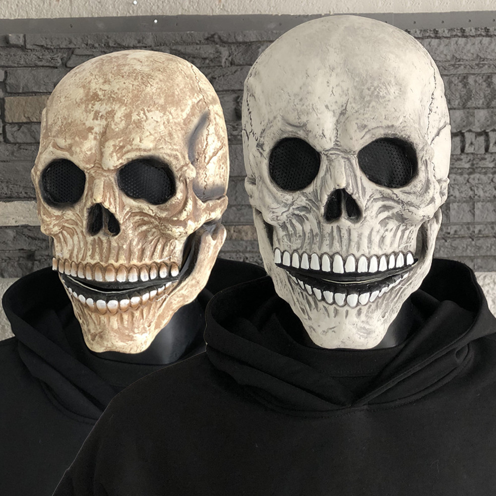 Jual Halloween Moveable Jaw Skull Mask Cosplay Horror Skeleton Killer ...