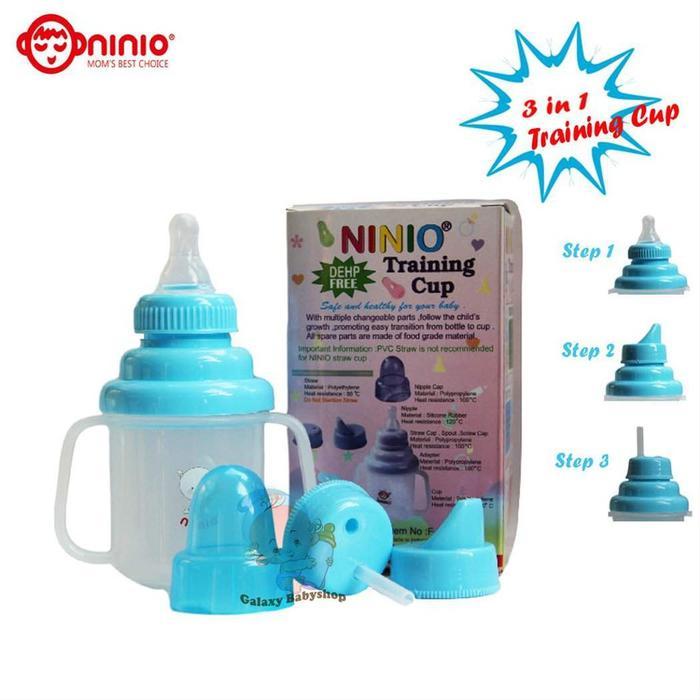 Jual Botol Tempat Minum Bayi Ninio training cup 3 in 1 | Shopee Indonesia