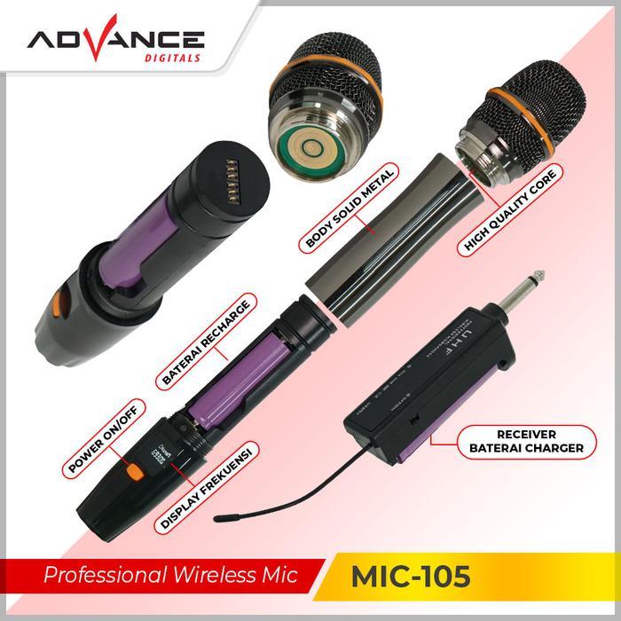 Jual HARGA DISKON Advance Microphone Profesional Mic Wireless Mic105 ...