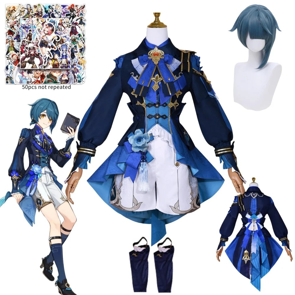 Jual Game Xingqiu Lantern Rite Bamboo Rain Cosplay Liyue Costume Wig ...
