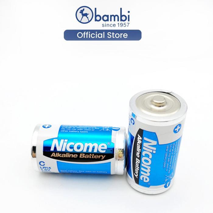 Jual 4abs- Nicome Battery Alkaline Baterai C Lr14-C Isi 2 Pcs Shrink ...