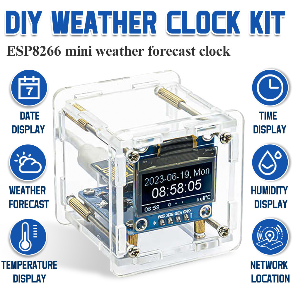 Jual Diy Digital Clock Kit Esp8266 Weather Clock Wifi Soldering ...