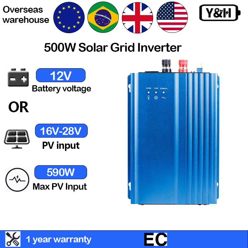 Jual Y&H Solar Grid Micro Inverter 500W 600W 12V 24Vdc 220Vac Mppt Pure ...