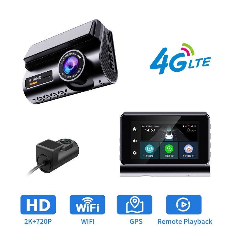 Jual 4G LTE Dash Cam with Living Streaming Dual Lens 2K+720P Back Cam ...