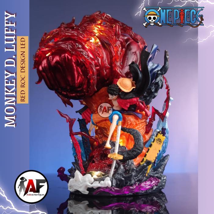 Jual bar.roby - action figure one piece luffy red roc monkey d led ...