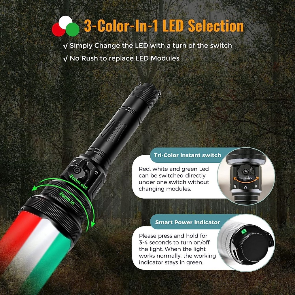 Jual Rechargeable Flashlight Red Powerful Hunting Flashlight Light ...