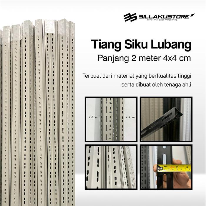 Jual Tiang Besi Siku Lubang Panjang 2 Meter Lebar 4x4 cm | Shopee Indonesia