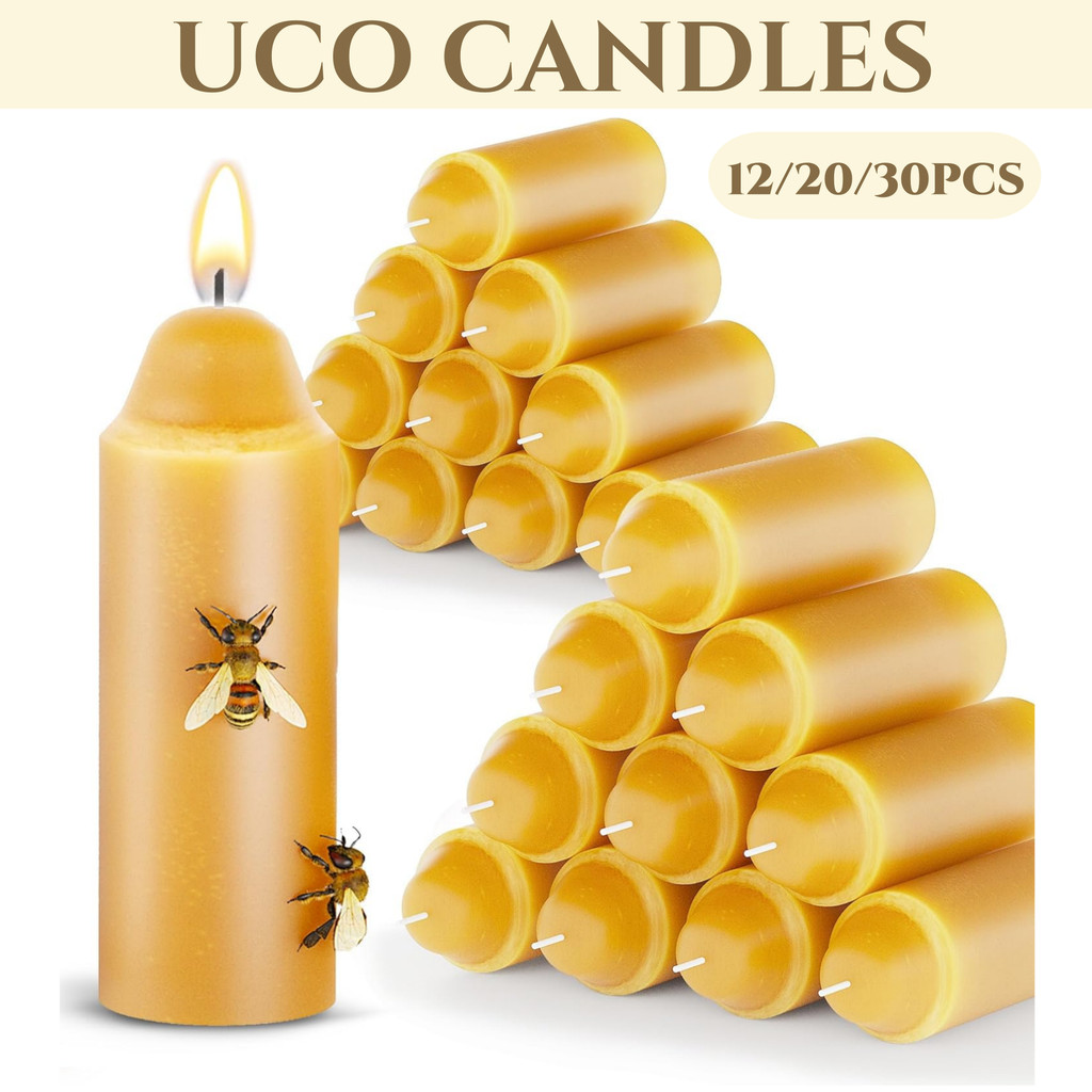 Jual 12-30PCS Beeswax Candles Emergency Candles Handmade Pilliar ...