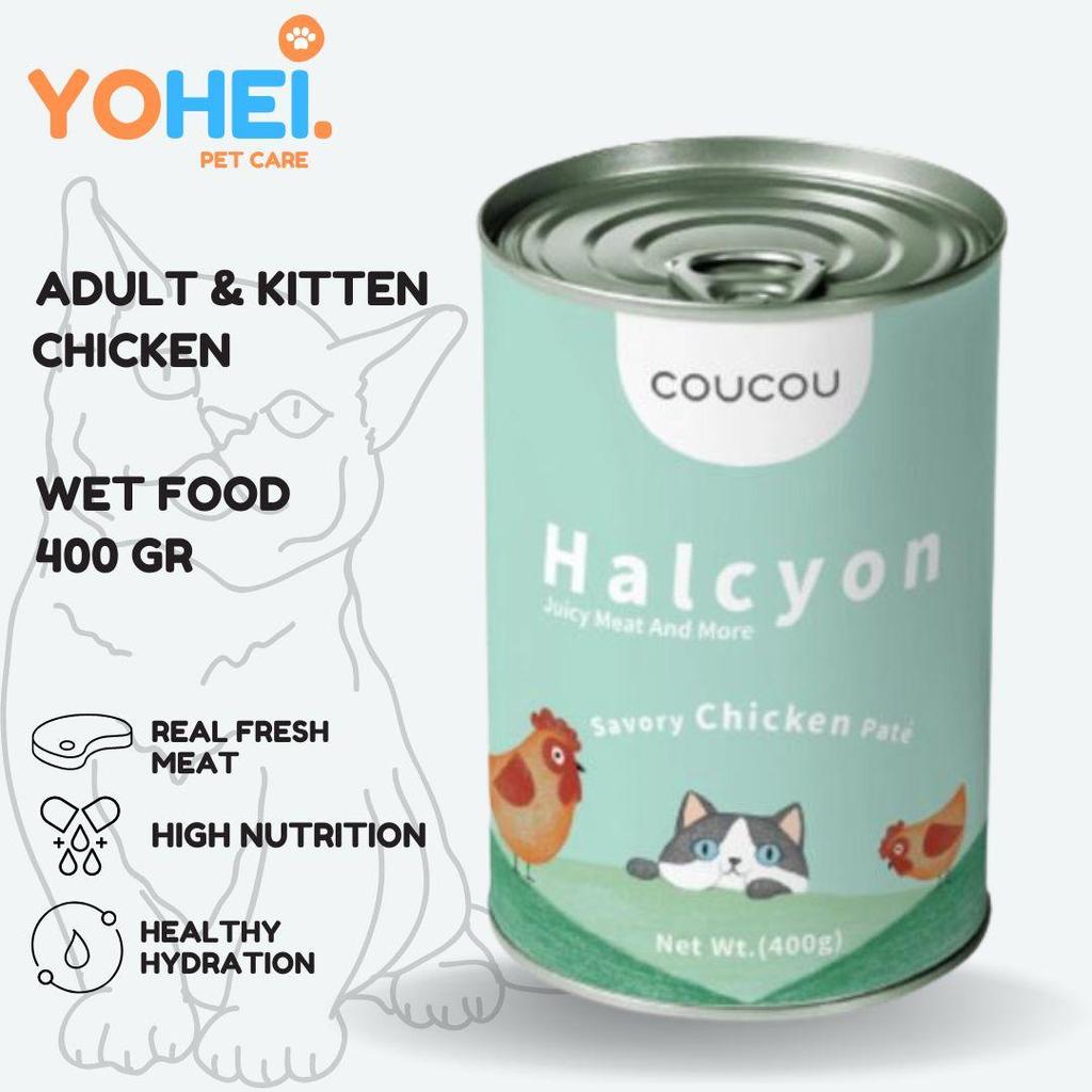 Jual COUCOU Halcyon Cat Wet Food Kaleng Chicken 400gr | Shopee Indonesia