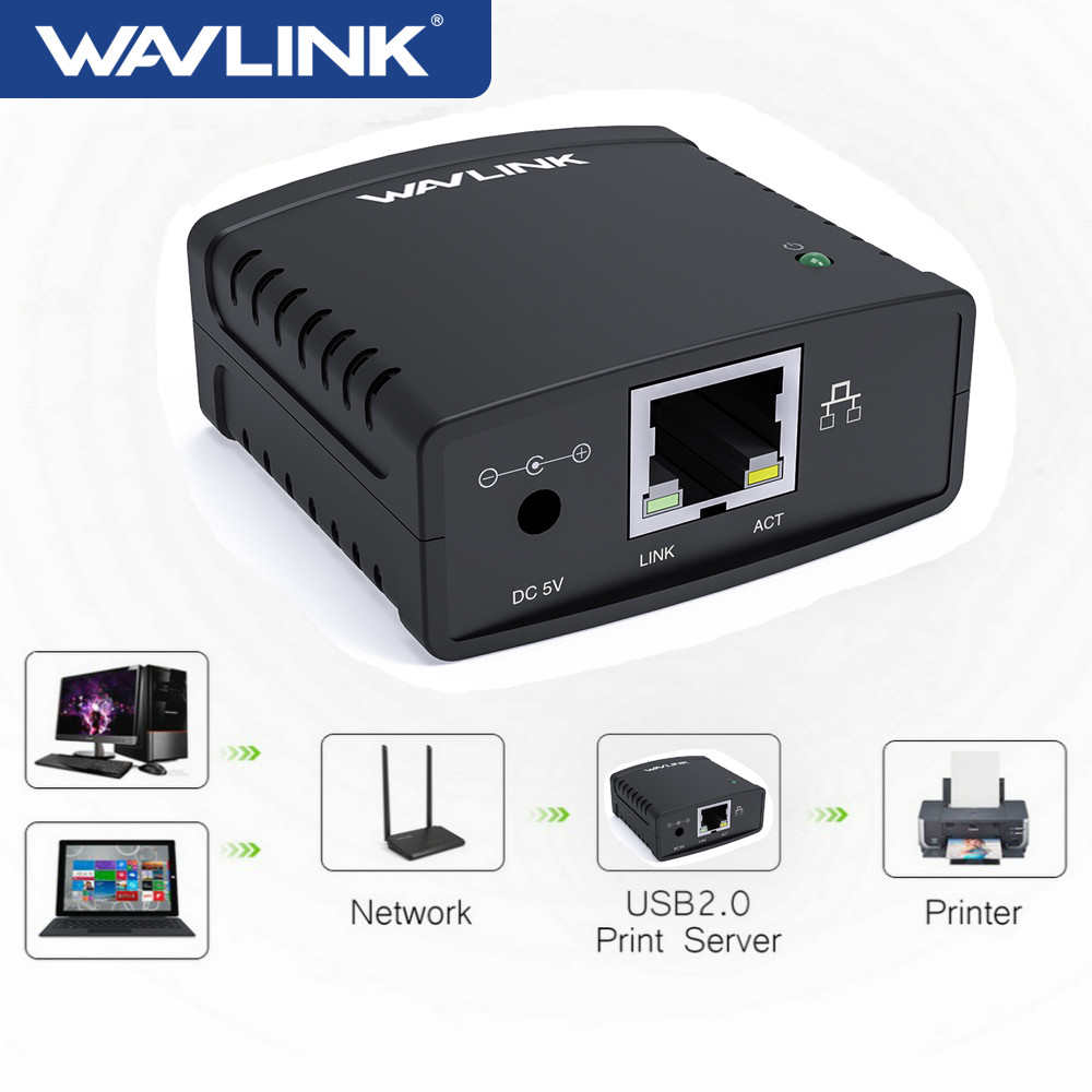 Jual Wavlink Usb 2.0 Network Lrp Print Server Usb Hub 100Mbps Share A ...