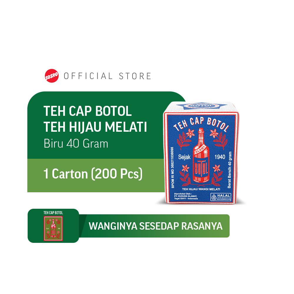 Jual Teh Cap Botol Biru - 40 gram | Teh Hijau Melati | Teh Seduh ...