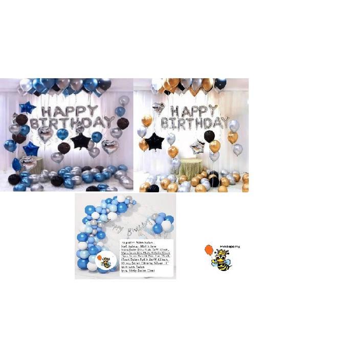 Jual Paket Balon Ulangtahun Hbd Biru Silver | Shopee Indonesia