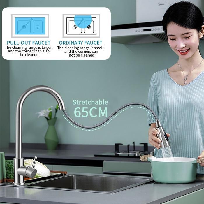 Jual BERKUALITAS! Kran Sink Mixer Tarik Stainless SUS 304 Hitam/Kran ...