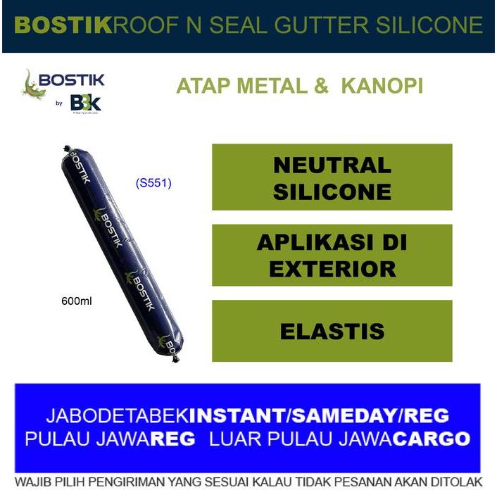 Jual 3b88t- Bostik Silicone Sealant Roof & Gutter S551 Silikon Atap ...
