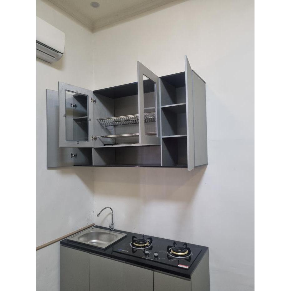 Jual Kitchen Set Atas 140 Black And Silver Gray (Free Ongkir Jawa Dan ...