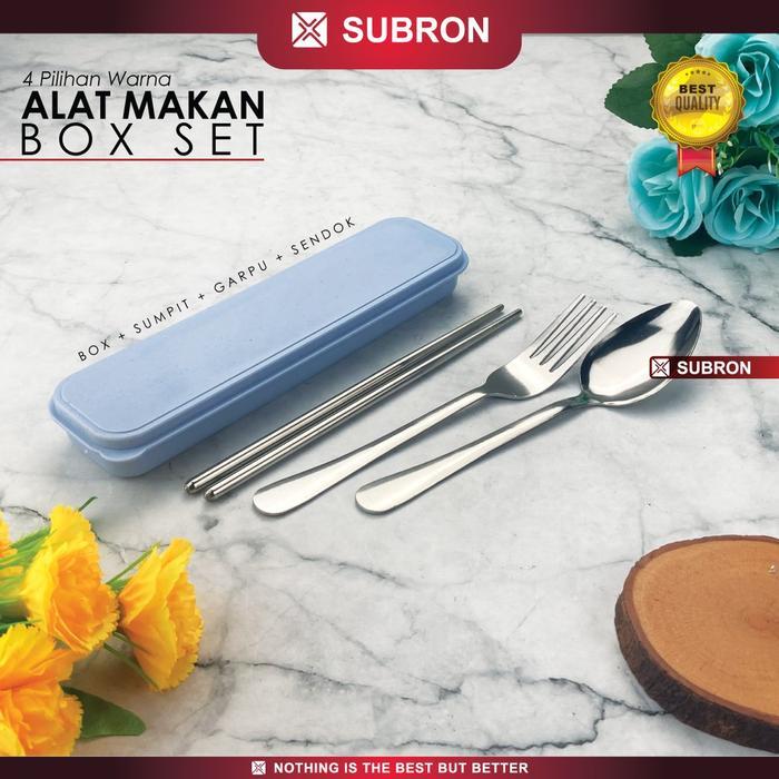 Jual SUBRON Alat Makan SET Sendok Garpu Sumpit Stainless Box Tempat ...
