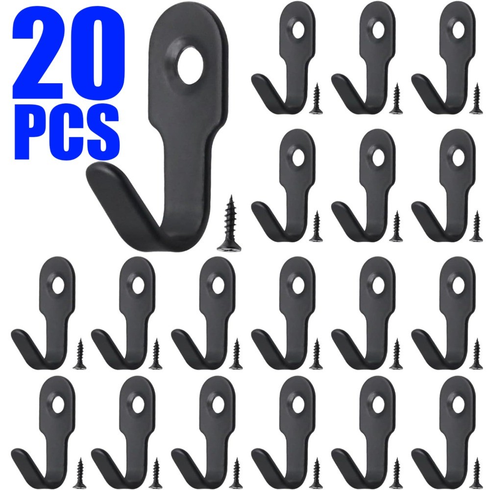 Jual BARU 20/1Set Mini J-shaped Hook with Screw Stainless Steel Items ...