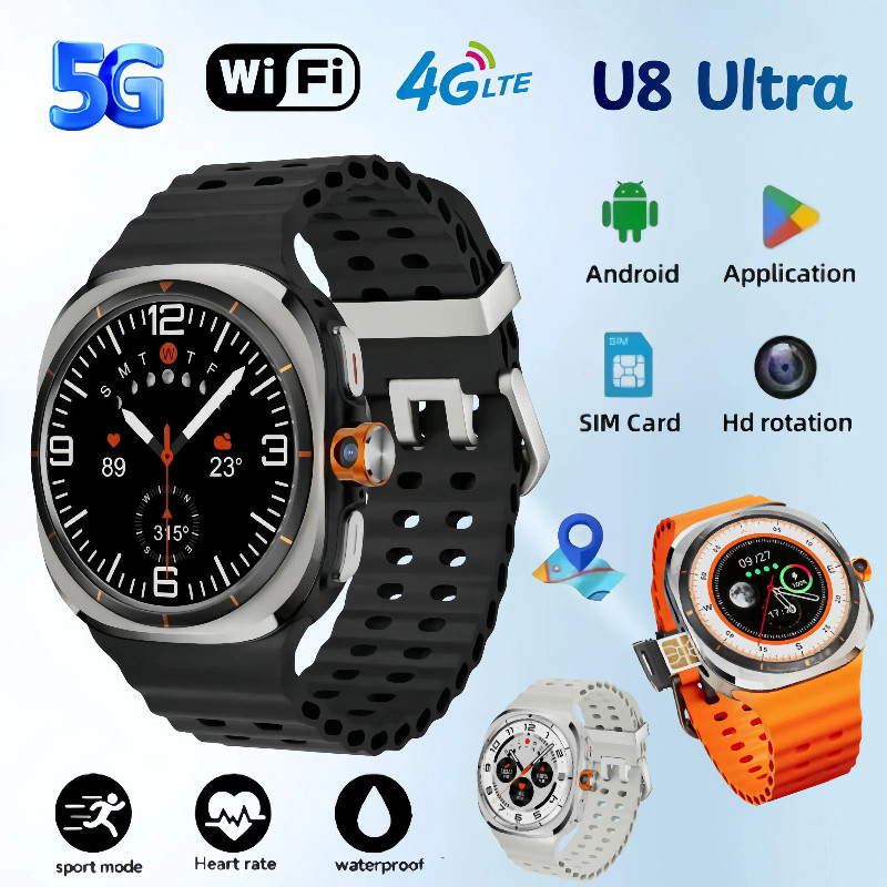 Jual U8 Ultra 5G Sim Card Wifi Smartwatch Nfc Gps Positioning Compass ...