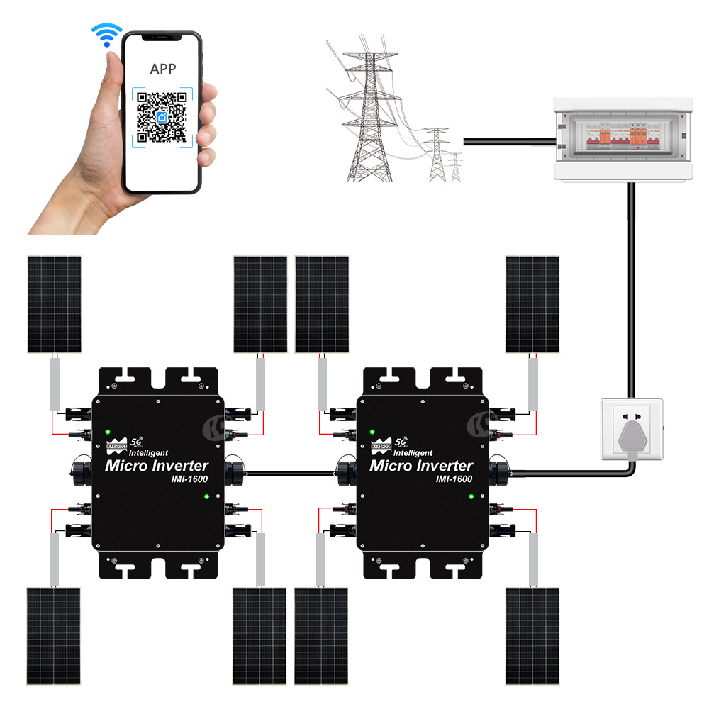 Jual 1600W On Grid Solar Inverter Mppt Wifi Ip65 Smart Micro Inverter ...